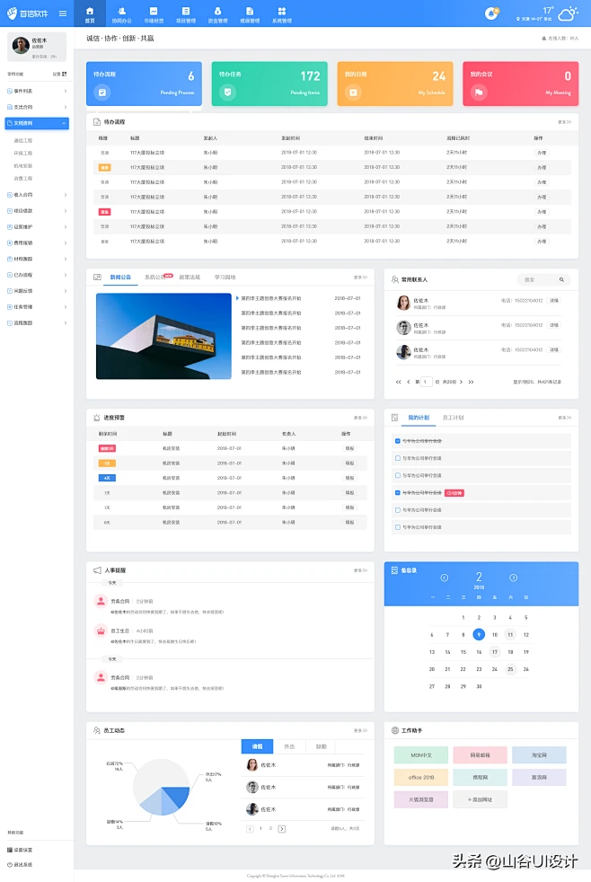 发一个之前做的工程类型的OA办公系统的UI/UX设计，包括一些待-今日头条-花瓣网