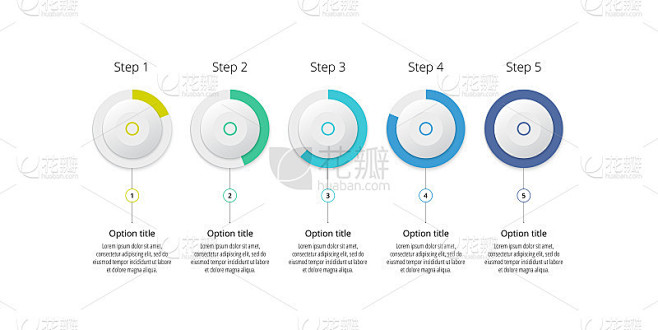 Business process chart infographics with 5 step ci