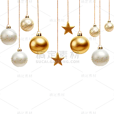 圣诞节圣诞快乐平安夜实景圣诞铃铛球体装饰元素素材-花瓣网