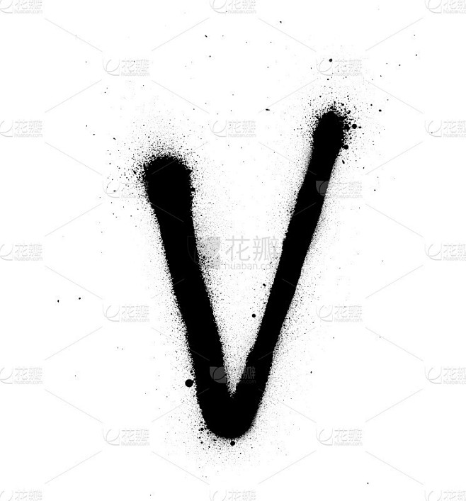 graffiti thin V font sprayed in black over white