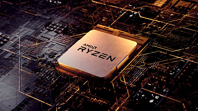 AMD CPU digital Electronics product rendering Ryzen Technology ...