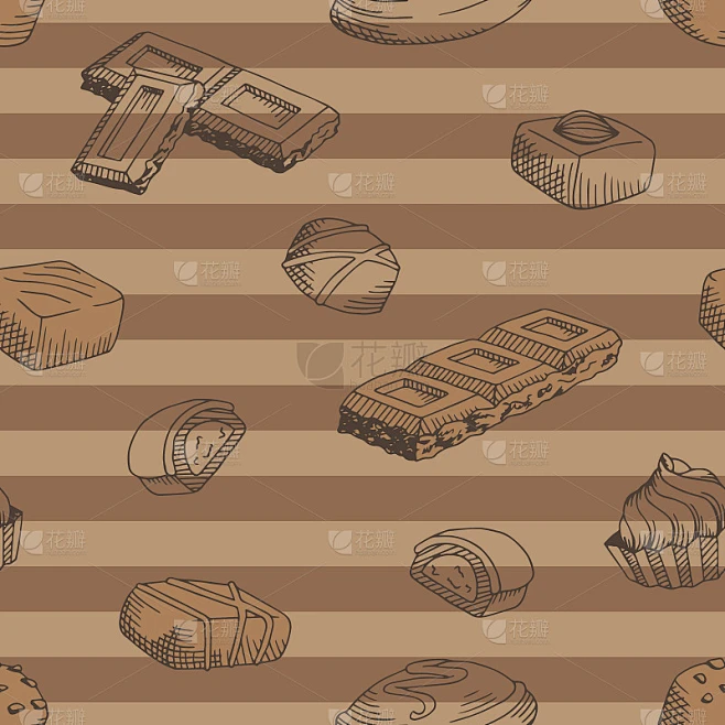 Chocolate graphic brown color seamless pattern bac素材-花瓣网