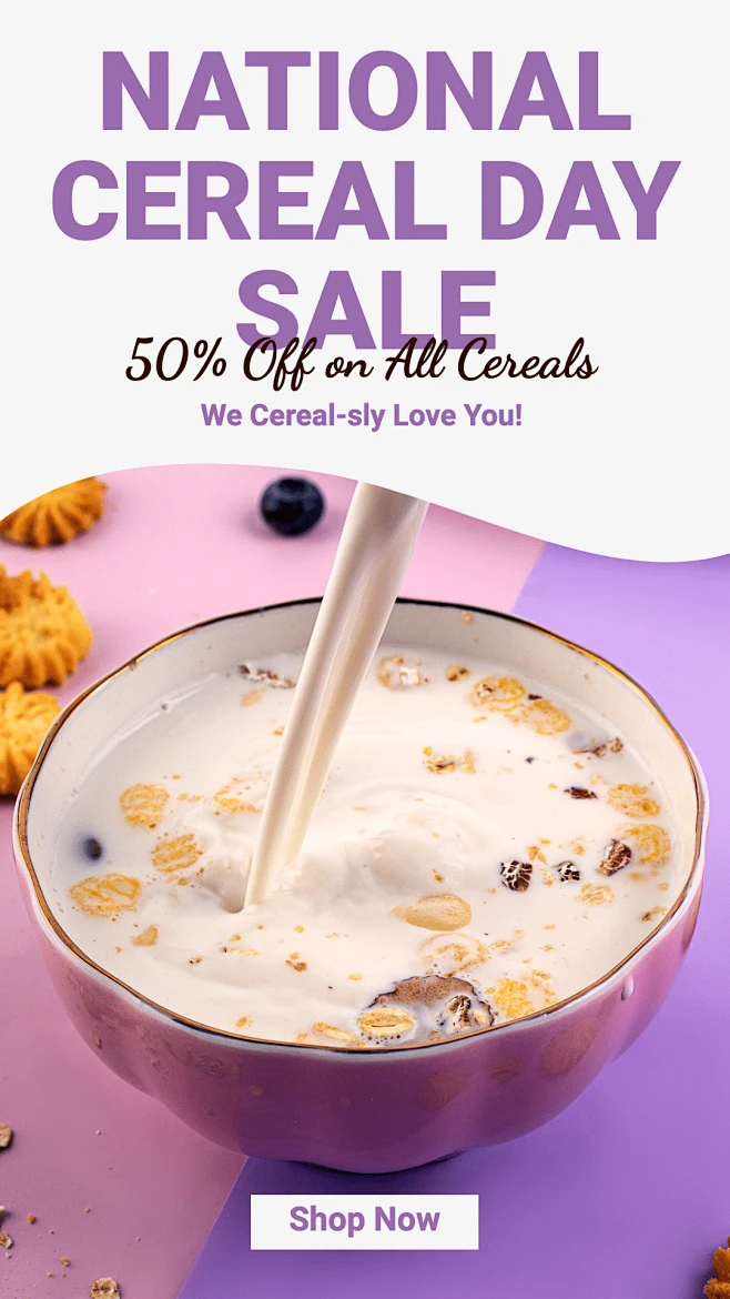 Simple Oatmeal National Cereal Day Display Sale Ecommerce Story素材-花瓣网