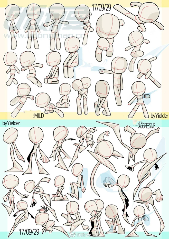 #优动漫好料推荐# 【素材分享】分享Yielder桑（Pid=831056）发布在P站上的Q版人物素体素材。包含坐、跑、飞踢等多种姿态，非常 ...