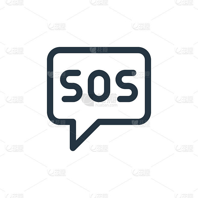 SOS矢量图标孤立在白色背景。轮廓，细线sos图标网站设计和移动，应用程序开发。细线sos轮廓图标矢