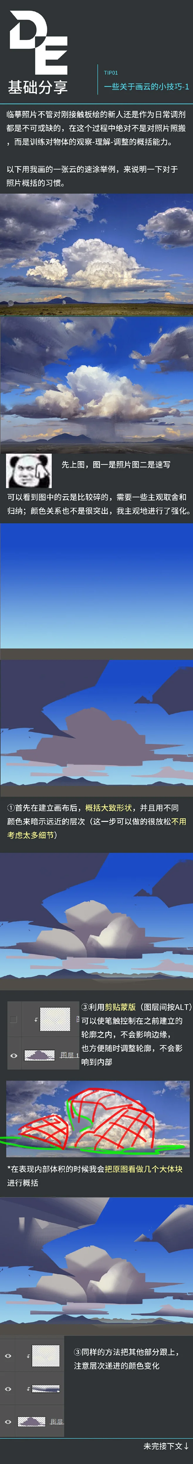 有同学好奇云是怎么归纳的，这里分享一些画云的小技巧#DaoE基础分享##板绘教程# #板绘练习# -花瓣网