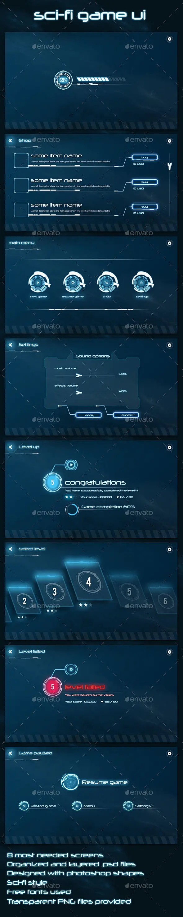 Sci-fi Game UI - User Interfaces Game Assets-花瓣网