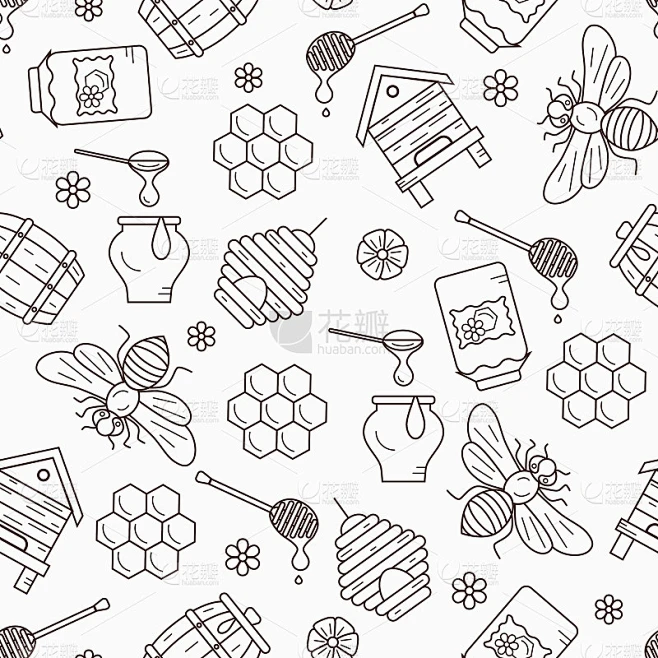 Mead无缝模式插图。素材-花瓣网