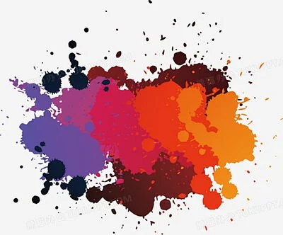 手绘彩色泼墨矢量图-花瓣网