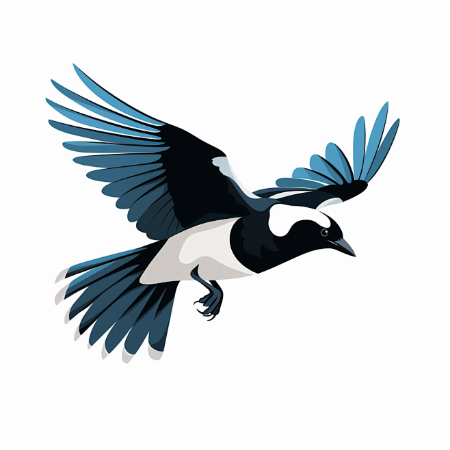 karin9852_magpie_is_flyingsimplicity_flat_vector_graphic_white ...