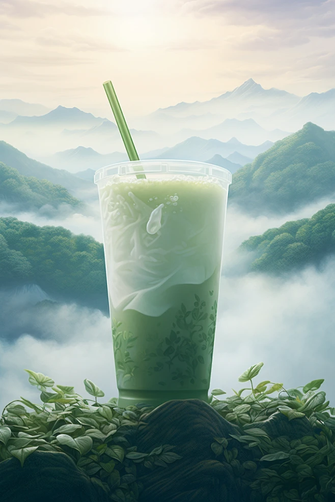 美味春天奶茶摄影图-花瓣网