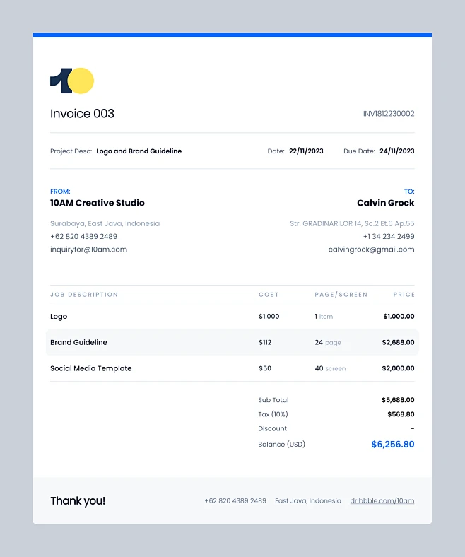 Invoice Preview - Create Invoice Dashboard by Fariz Al for 10am Studio ...