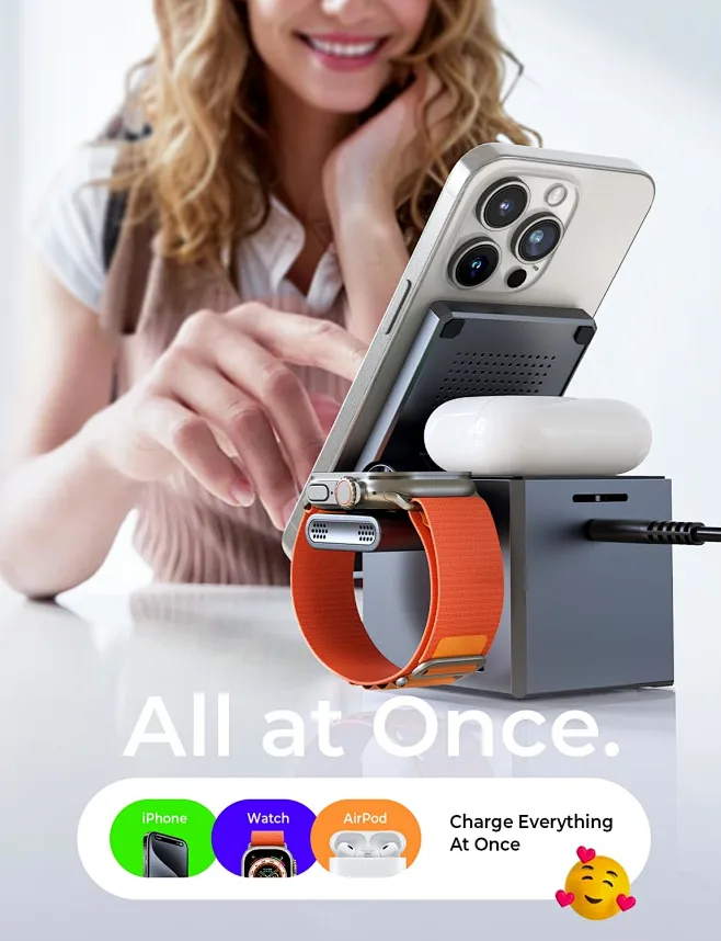 Amazon.com: LISEN 3 in 1 Charging Station Cube for Multiple Devices ...