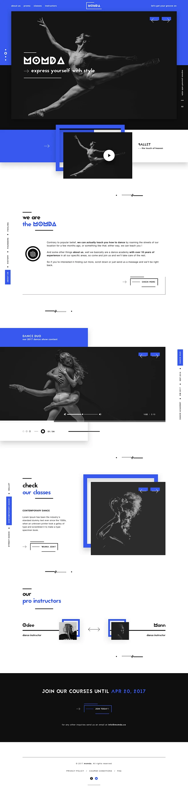 MOMDA - Dance Academy landing page concept by Robert Berki-花瓣网