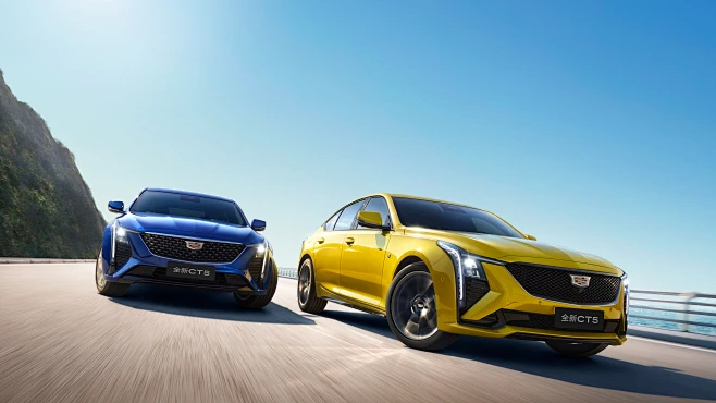 凯迪拉克CT5海边双车kv-99-RGB-16比9432-花瓣网