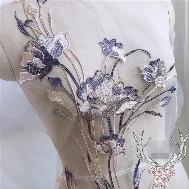 Champagne Floral Lace Appliques Delicate Wedding Embroidery Collar ...