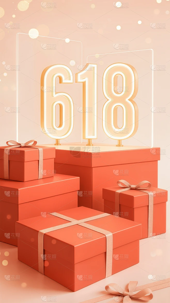618 3D创意材质数字展台背景(618抢先购）素材-花瓣网