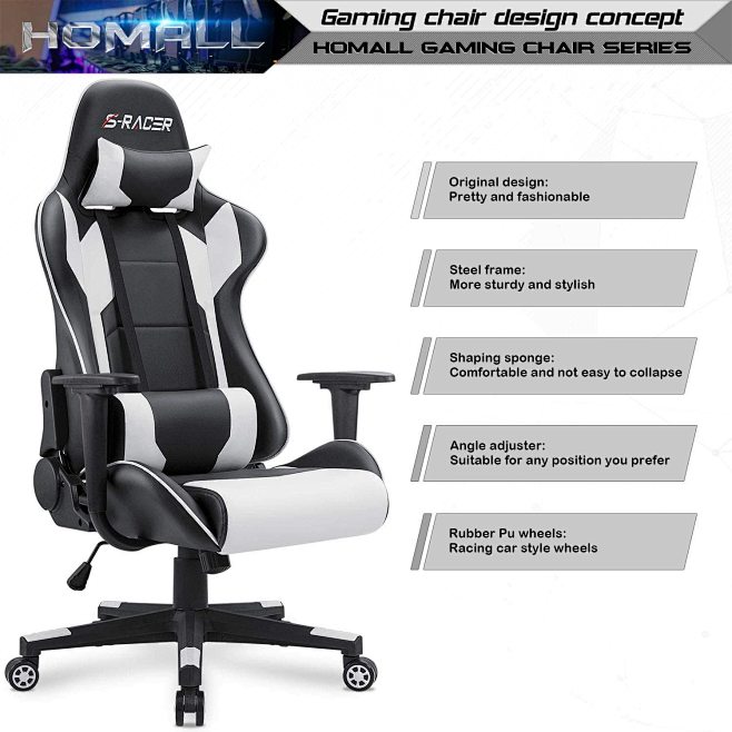 Amazon.com: Homall Gaming Chair Office Chair High Back Computer Chair ...
