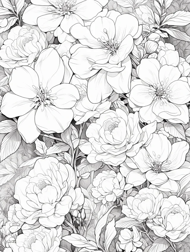 山茶花绘画线稿 - 小红书搜索图片_花图片素材-花瓣网