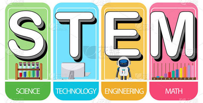 五颜六色的STEM教育文字图标
