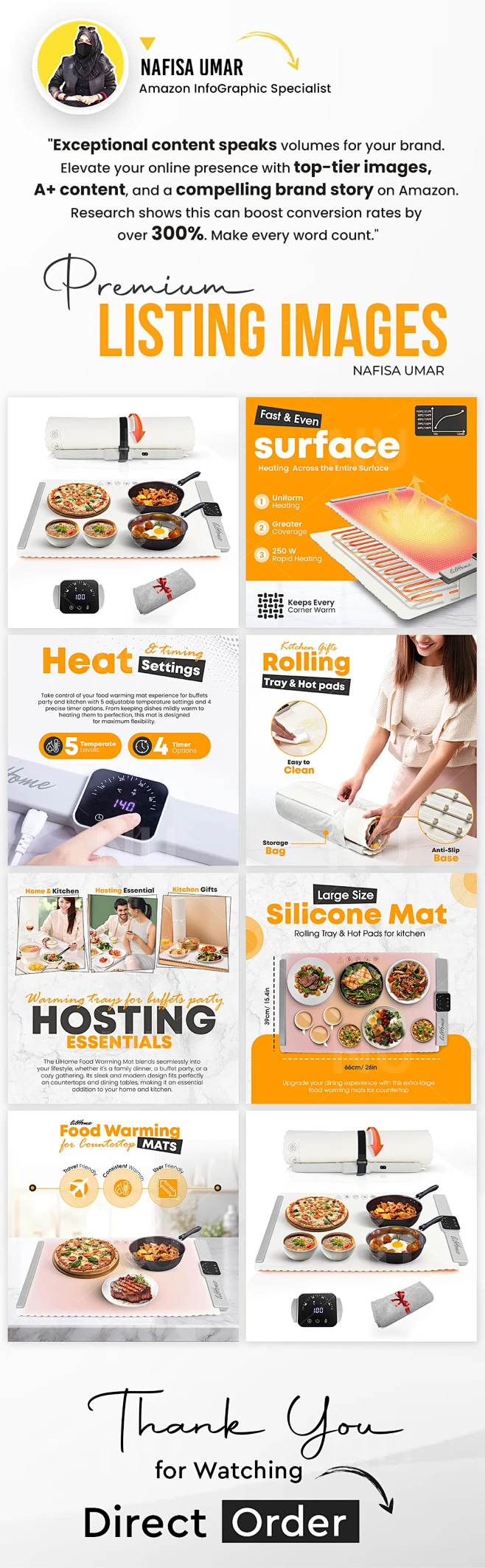 Premium Food Warmer Pad || Amazon Listing InfoGraphics :: Behance-花瓣网