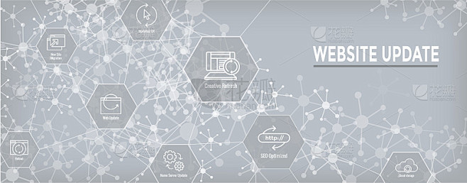 Website Update Icon Set with Web Header Banner