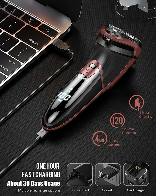 Amazon.com: Electric Razor for Men Waterproof, DynaBliss Mens Electric ...
