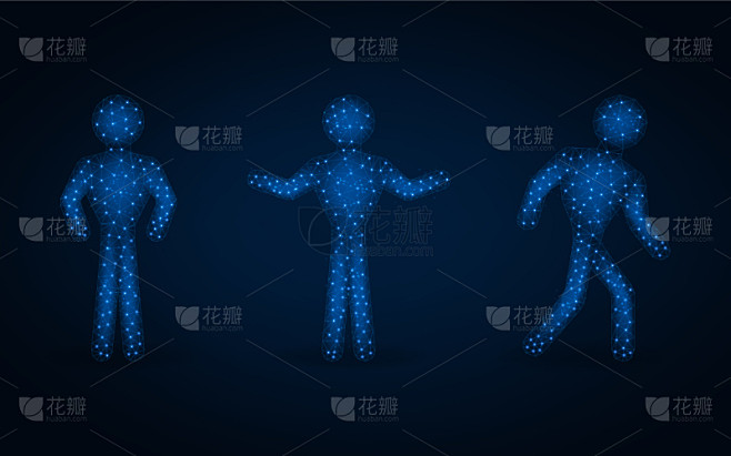 body position low poly design people wireframe