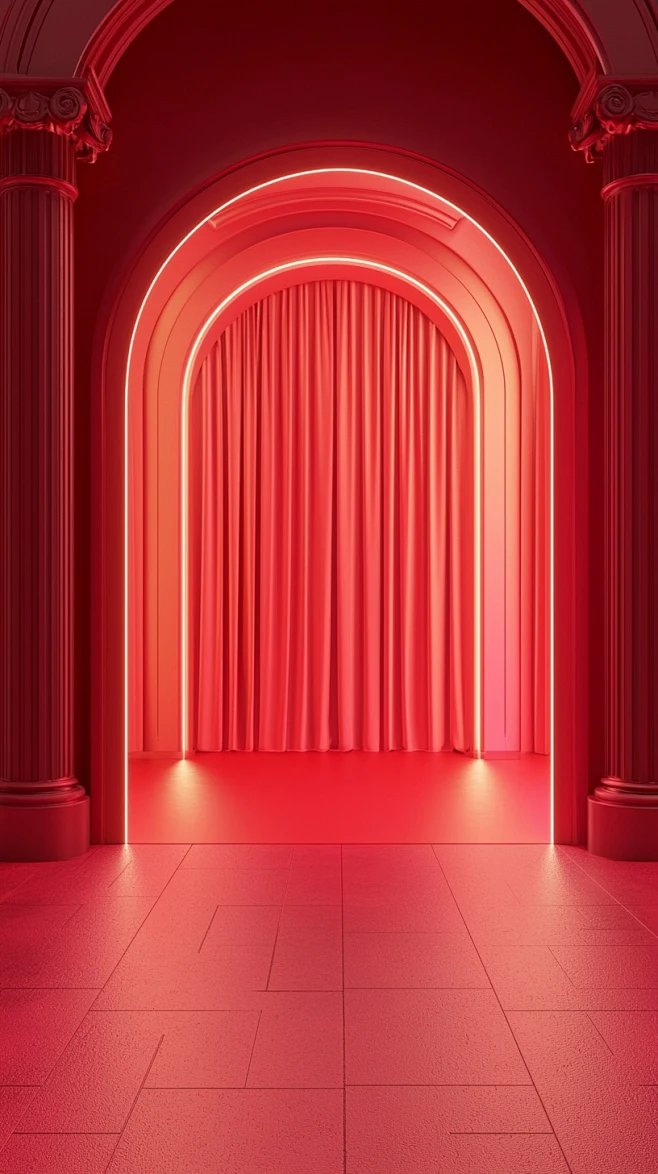 modern red theater movie Curtain arch,-花瓣网