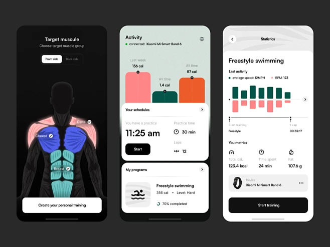Application: Fitness tracking app clean color dashboard design fitness ...