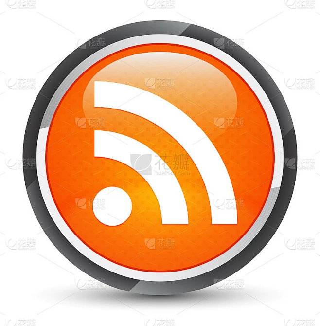RSS icon galaxy orange round button素材-花瓣网