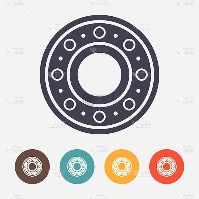 圆点图案背景上的滚珠轴承图标