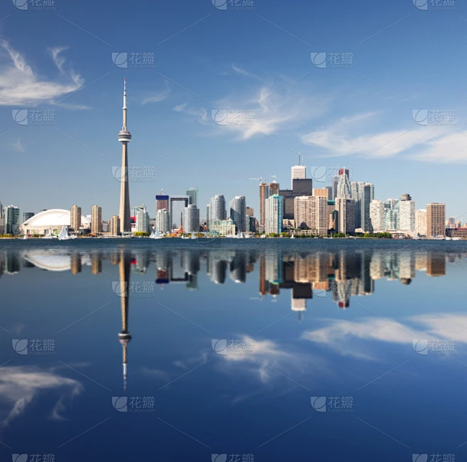 城市,多伦多,加拿大,安大略湖,广场,著名景点,湖,建筑,多伦多电视塔,反射素材-花瓣网