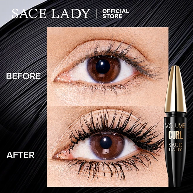 SACE LADY Waterproof Mascara Eyelash Curler + Black Thick Lengthening ...