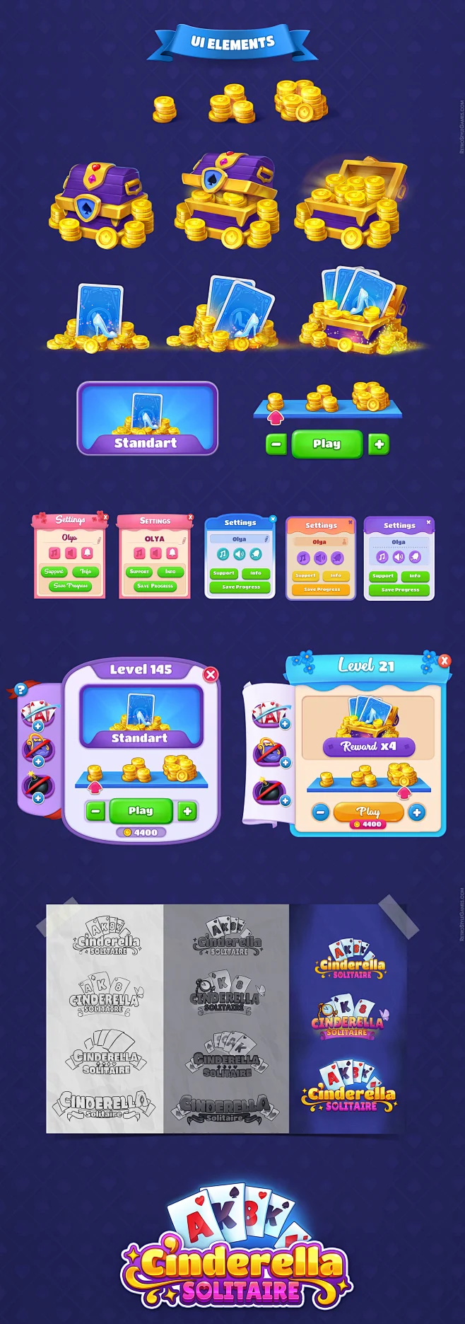 Cartoon Illustration mobile game art background 2D Game Art solitaire ...