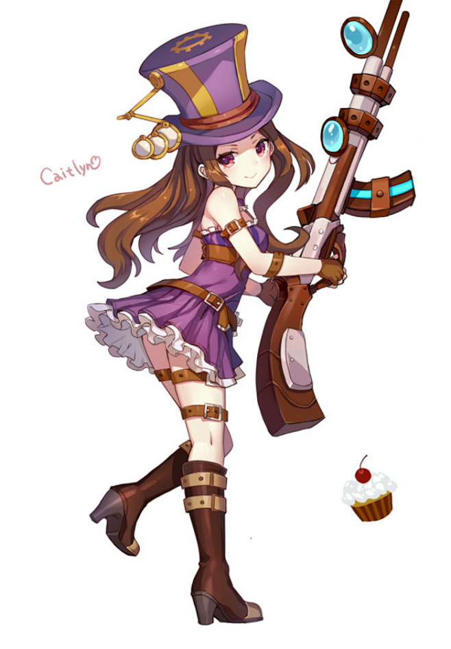 cait p站 二次元 插画 少女 头像 手绘 英雄联盟 lol 皮城女警 凯特琳