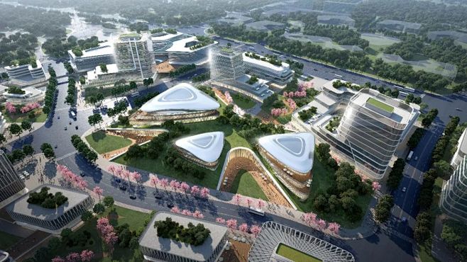 成都“E-PARK”高新技术产业园 创意融于自然——核心区鸟瞰图