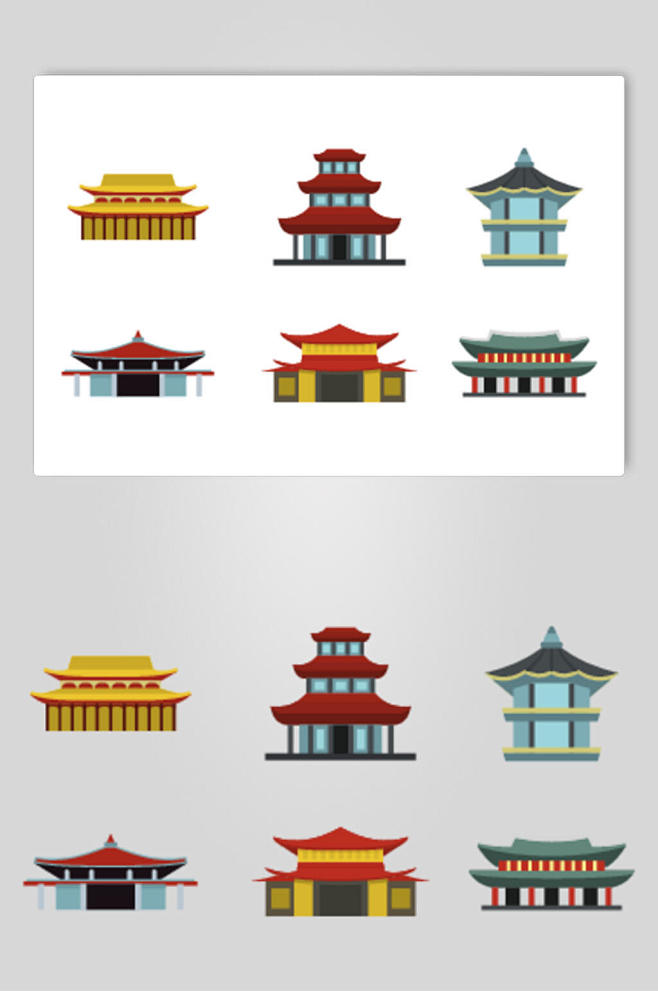 中式古代建筑图标矢量素材-众图网