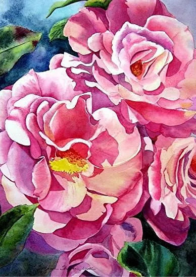 Dreamweaver Roses II by Suzanne Shaffer Watercolor-花瓣网