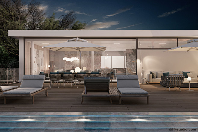 Ibiza villa. Outdoor pool area. on Behance (2)