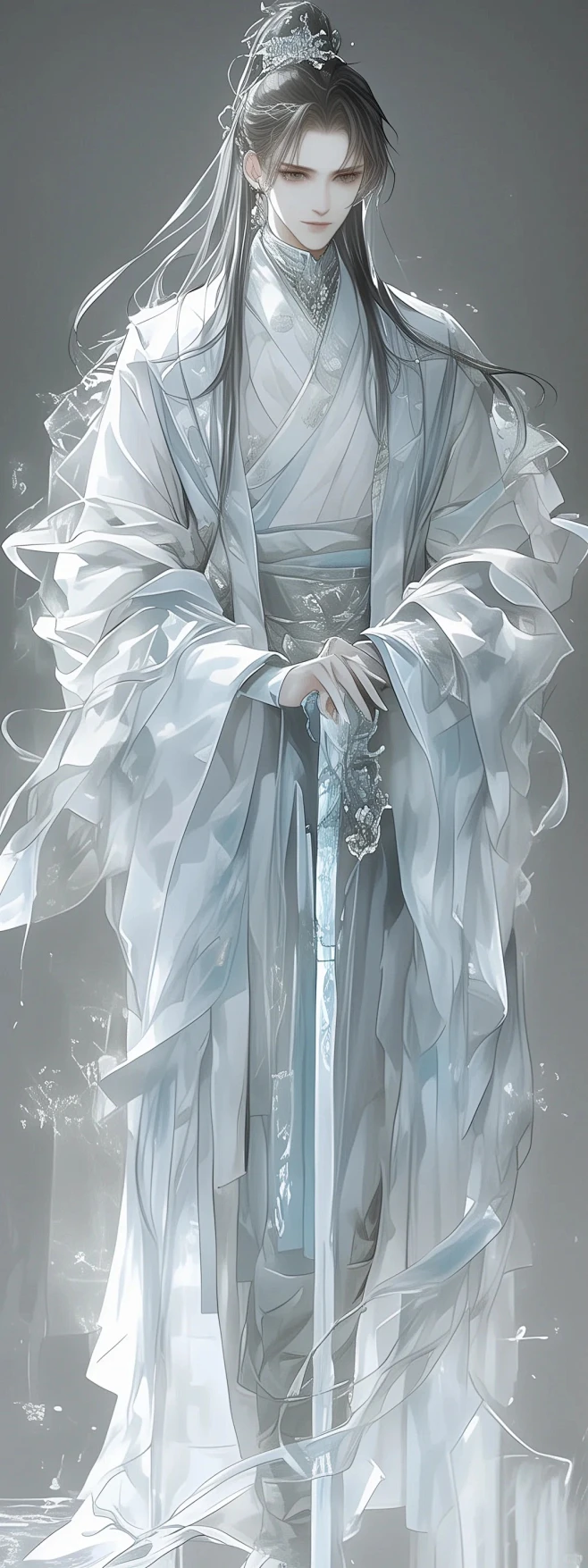 白衣黑发古风男 (4)-花瓣网