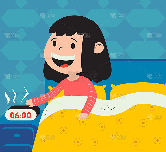 Happy Girl Waking Up Smiling