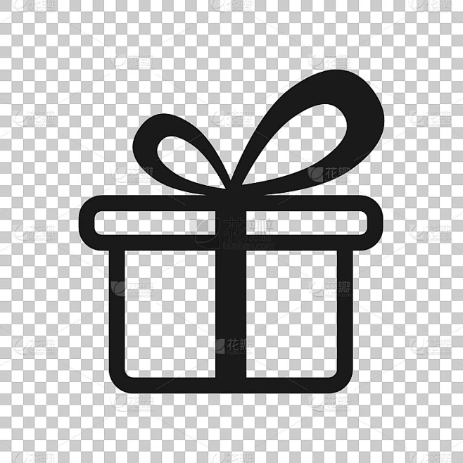 Gift box icon in transparent style. Present packag素材-花瓣网
