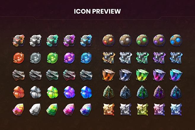 2D Icons - Fantasy Ore Item-素材/设计师的最佳资源-GAMEUI.NET-游戏UI/UX学习、交流、分享平台
