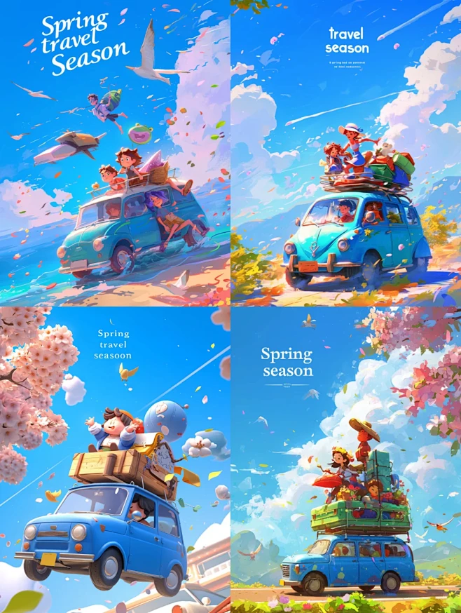 The cover of the Traveling season poster features, with an blue small ...