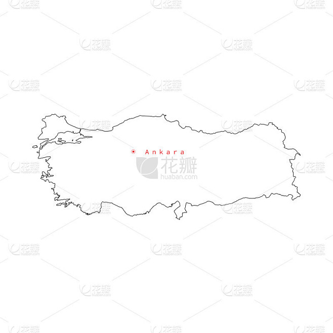 矢量图概述土耳其地图与首都城市安卡拉。