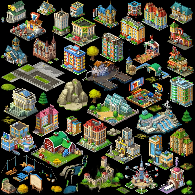 卡通风格—模拟经营—MXXZ—全套美术资源-花瓣网