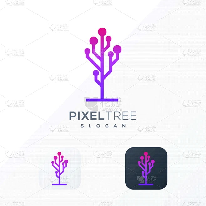 pixel tree logo design ready to use素材-花瓣网