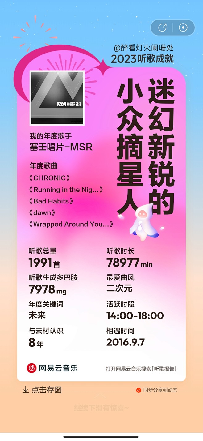 H5 插画 2023年度报告 网易云音乐 多巴胺