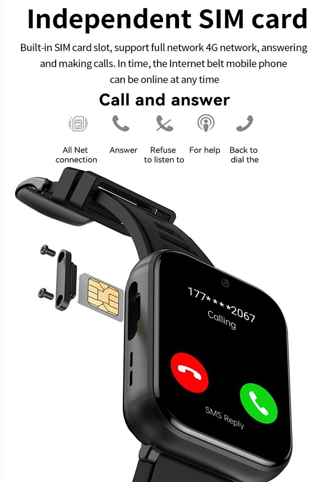 Amazon.com: 4G LTE Smart Watch Phone, Android 9.0 MTK6761 8 Core 4GB ...